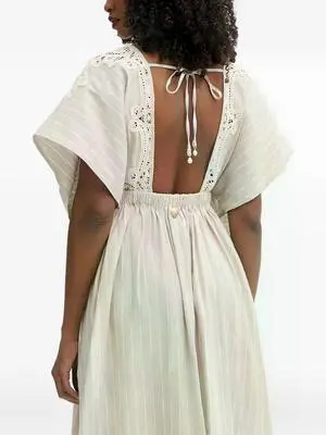 TWINSET Lace-trimmed Striped Mini Dress