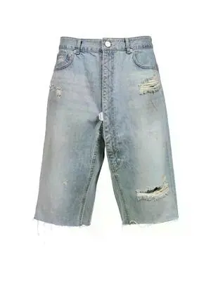 PROTOCOL INDEX Distressed Finish Denim Shorts - Blue