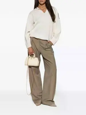 Valentino Garavani Cream Cashmere V-neck Sweater