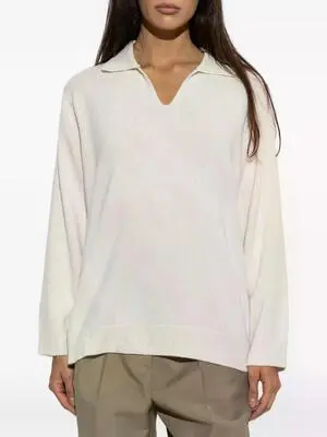 Valentino Garavani Cream Cashmere V-neck Sweater