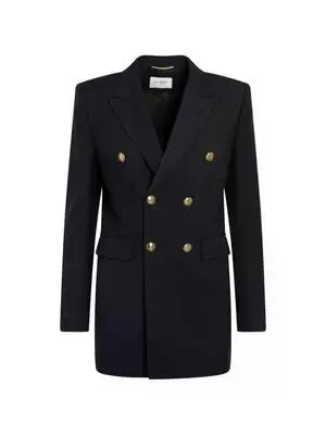 Saint Laurent Double-breasted Wool Blazer - Blue