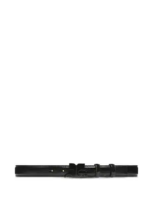 COURREGES Logo Plaque Leather Belt - Black