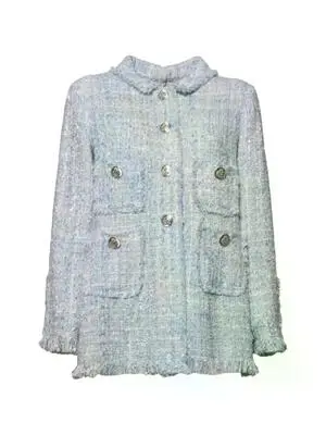 CHARLOTT Tweed Frayed-edge Jacket - Blue