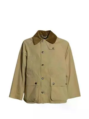 Barbour Wax Effect Coat With Corduroy Collar - Neutrals