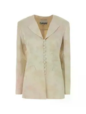 GANNI Floral-jacquard Blazer - Neutrals
