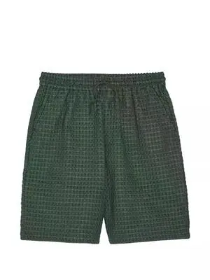 LES DEUX Checked Seersucker Shorts - Green