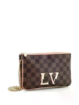 LOUIS VUITTON Double Zip Pochette Damier Clutch Bag - Brown