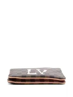 LOUIS VUITTON Double Zip Pochette Damier Clutch Bag