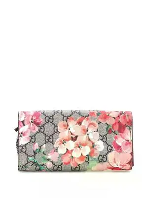 Gucci Blooms Print Gg Coated Canvas Dionysus Chain Wallet - Brown