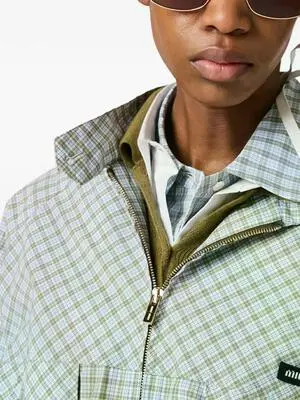 Miu Miu Checked Technical Fabric Blouson Jacket