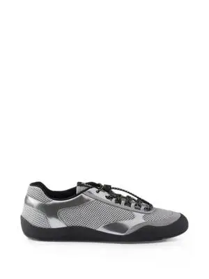 Prada Speedrock Mesh And Metallic Leather Sneakers - Grey