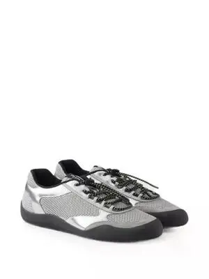 Prada Speedrock Mesh And Metallic Leather Sneakers