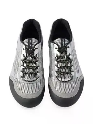 Prada Speedrock Mesh And Metallic Leather Sneakers