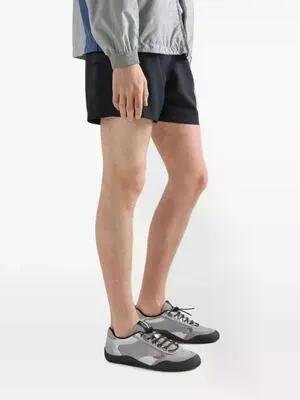 Prada Speedrock Mesh And Metallic Leather Sneakers
