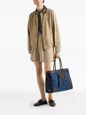 Prada Bonnie Denim And Leather Tote Bag