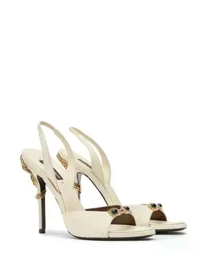Roberto Cavalli Jewelled Buckle Snake Detail Sandals