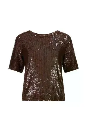 P.a.r.o.s.h Sequin-embellished T-shirt - Brown