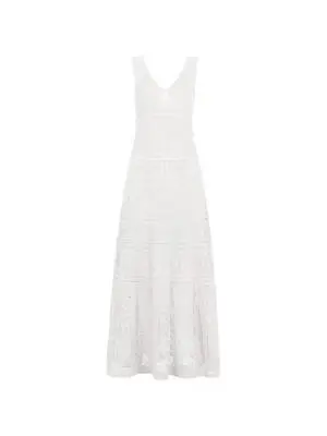 D.exterior Crochet-knit V-neck Maxi Dress