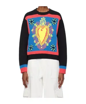 Moschino Long-sleeved Intarsia Knit Sweater