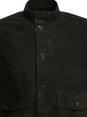Zegna Suede High Collar Blouson Jacket - Black