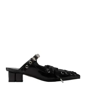GANNI Lace-up Mules - Black
