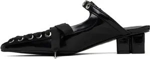 GANNI Lace-up Mules - Black