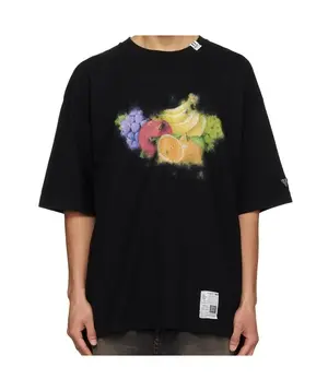 Mihara Yasuhiro Fruit-print Slogan-print T-shirt - Black