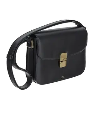 A.p.c. Leather Crossbody Bag With Flap Closure - Black
