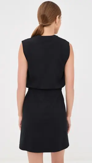 Burberry Sleeveless Crewneck Drawstring Waist Mini Dress With Checked Trim