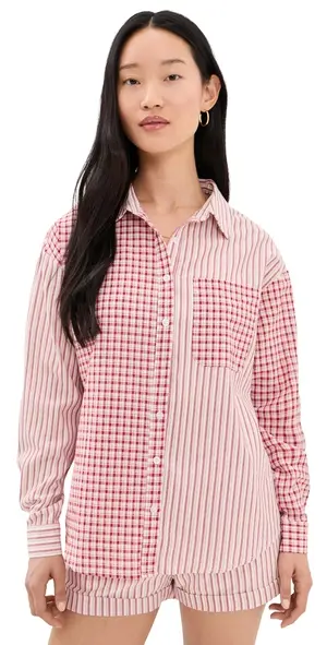 BAILEY ROSE Patchwork Button-down Shirt
