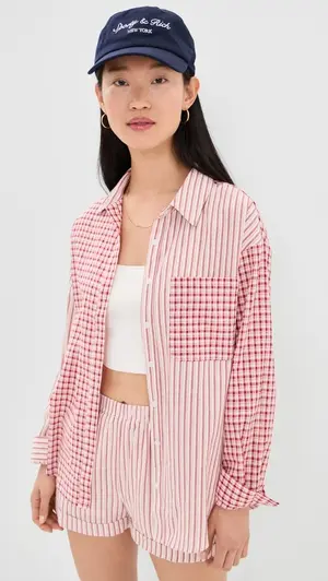 BAILEY ROSE Patchwork Button-down Shirt