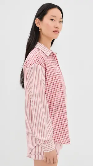 BAILEY ROSE Patchwork Button-down Shirt