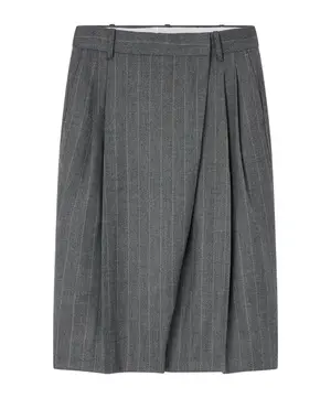 GANNI Striped Wrap Midi Skirt