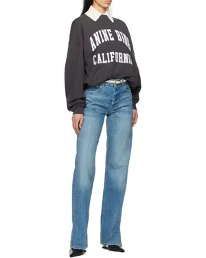ANINE BING Miles Logo-printed Crewneck Sweatshirt - Black