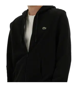 Lacoste Logo Patch Zip Hoodie - Black