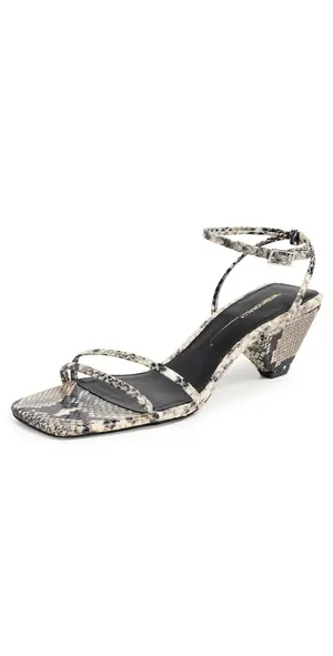 Intentionally Blank Strappy Heels With Embossed Finish - Black White