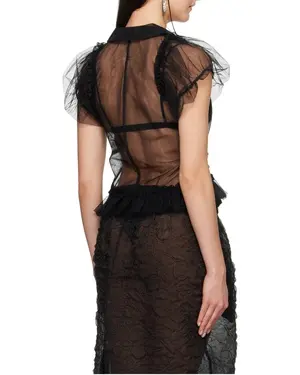 Simone Rocha Ruffled Buttoned Blouse - Black