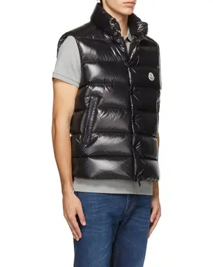Moncler Tibb High-neck Zip-up Padded Gilet - Black