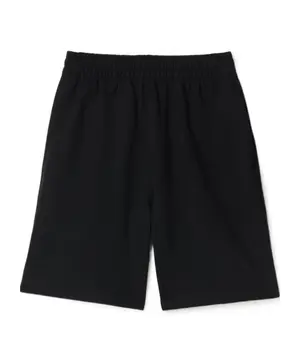 Burberry Straight-leg Cotton Shorts With Equestrian Knight Logo Detail - Black