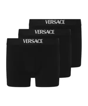 Versace Logo Intarsia Three-pack Boxers - Black