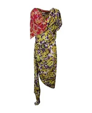 Dries Van Noten Floral Print Draped Dress