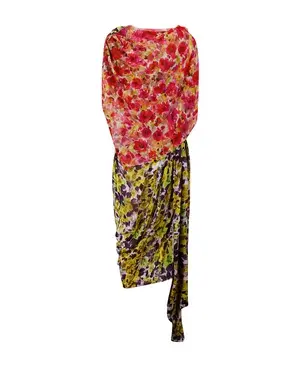 Dries Van Noten Floral Print Draped Dress
