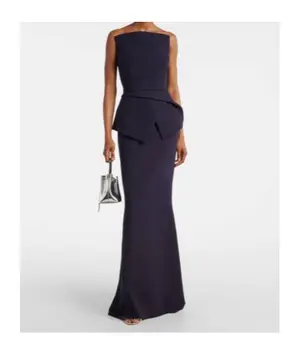 SAFIYAA LONDON Belted Crêpe Gown