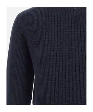SUN 68 Ribbed Crew Neck Knitted Sweater With Embroidered Logo
