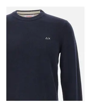 SUN 68 Logo Crew Neck Knitted Sweater - Blue
