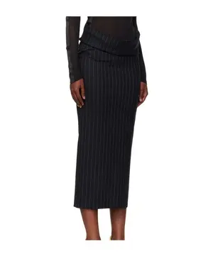 MUGLER Pinstriped Split Skirt