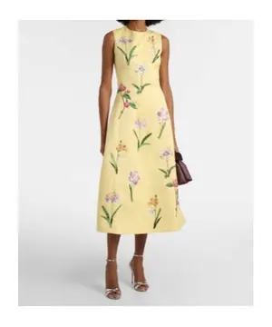 LEO Lin Beaded Floral A-line Midi Dress