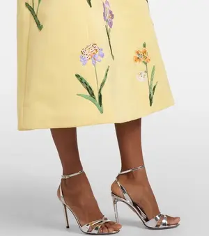 LEO Lin Beaded Floral A-line Midi Dress