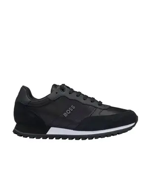Hugo Boss Mixed-material Trainers With Faux-leather Trims