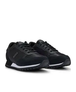Hugo Boss Mixed-material Trainers With Faux-leather Trims